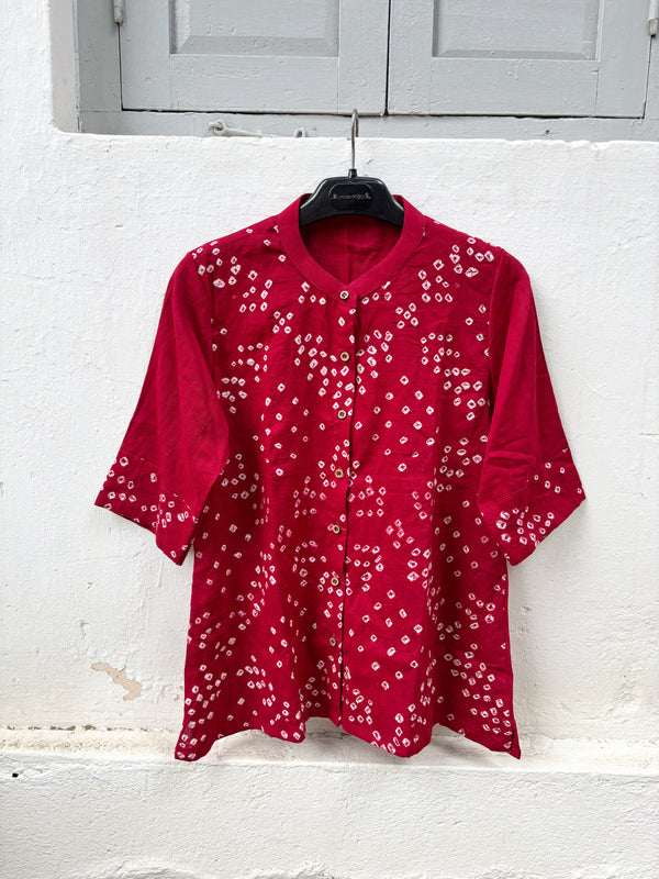 Kanku Dani Hand Tie Dyed Bandhani Cotton Satin Shirt – Turquoisethestore